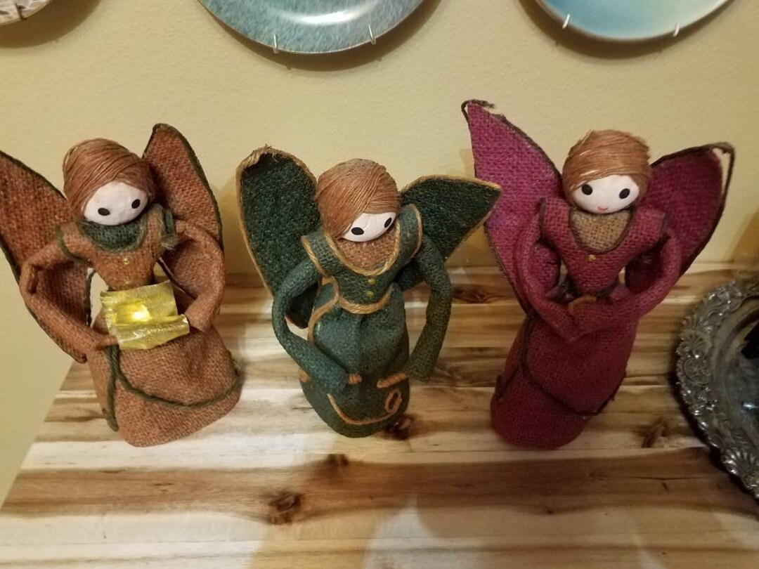 Christmas, Raffia Angels Set of Three, Made in Taiwan - Etsy