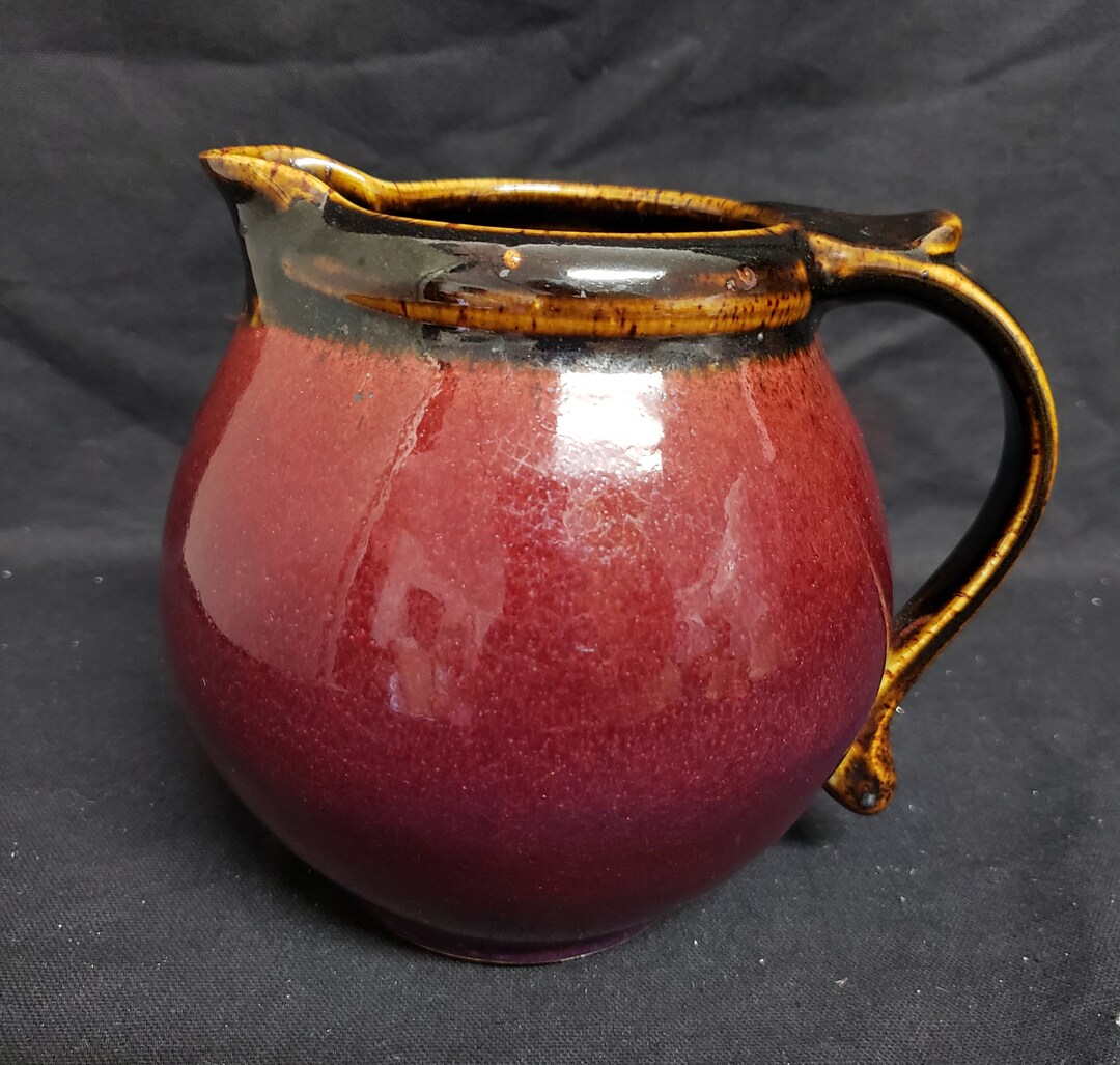 Reddish Glaze Stamp Hand Thrown Pottery Ceramic Pitcher, Smith Style ...