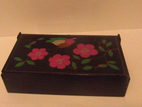 Asian trifold black plastic mirror box - Gem