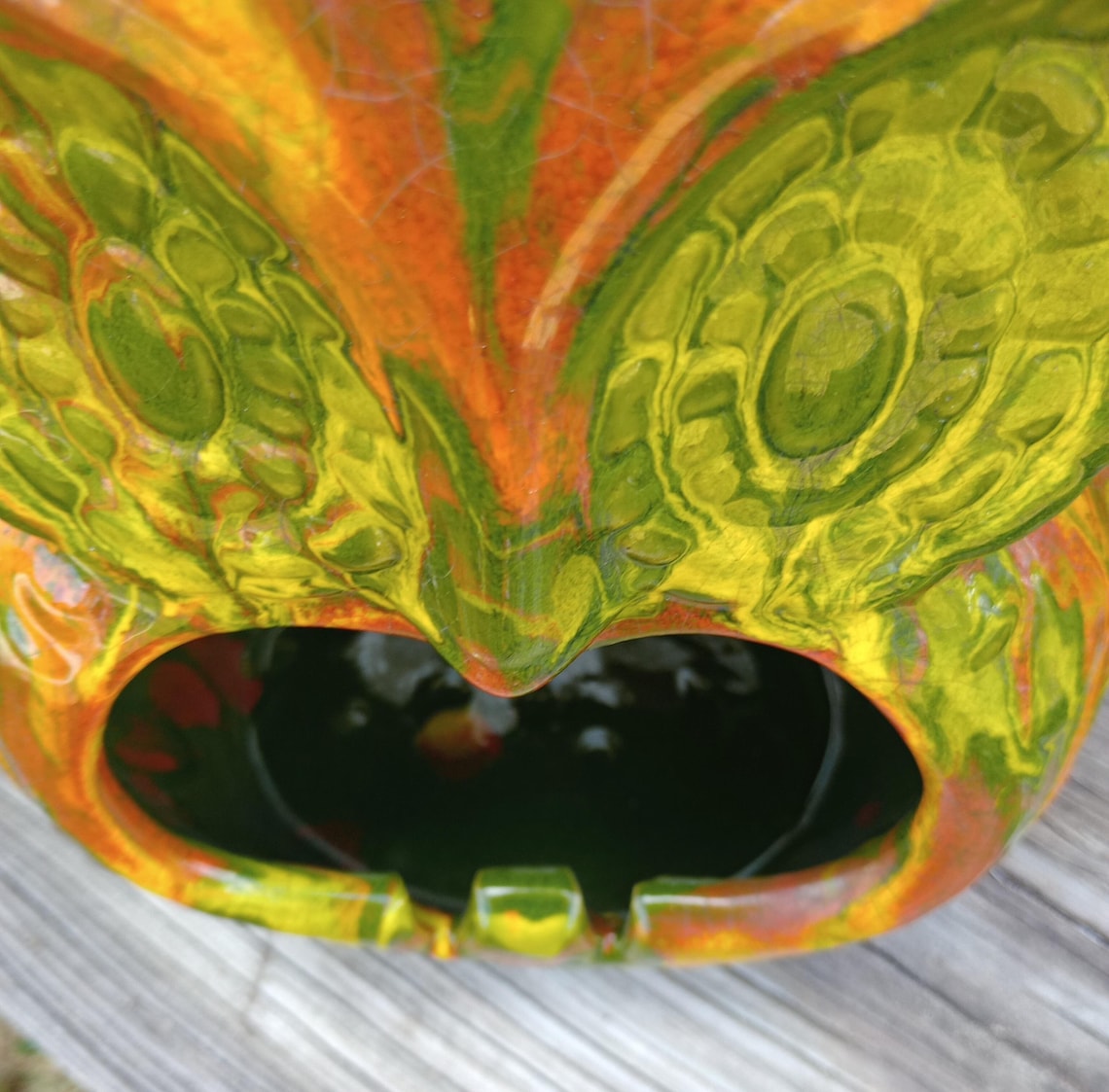 Vintage Ceramic Hanging Large Green Glaze Ashtray Owl That Holds ...