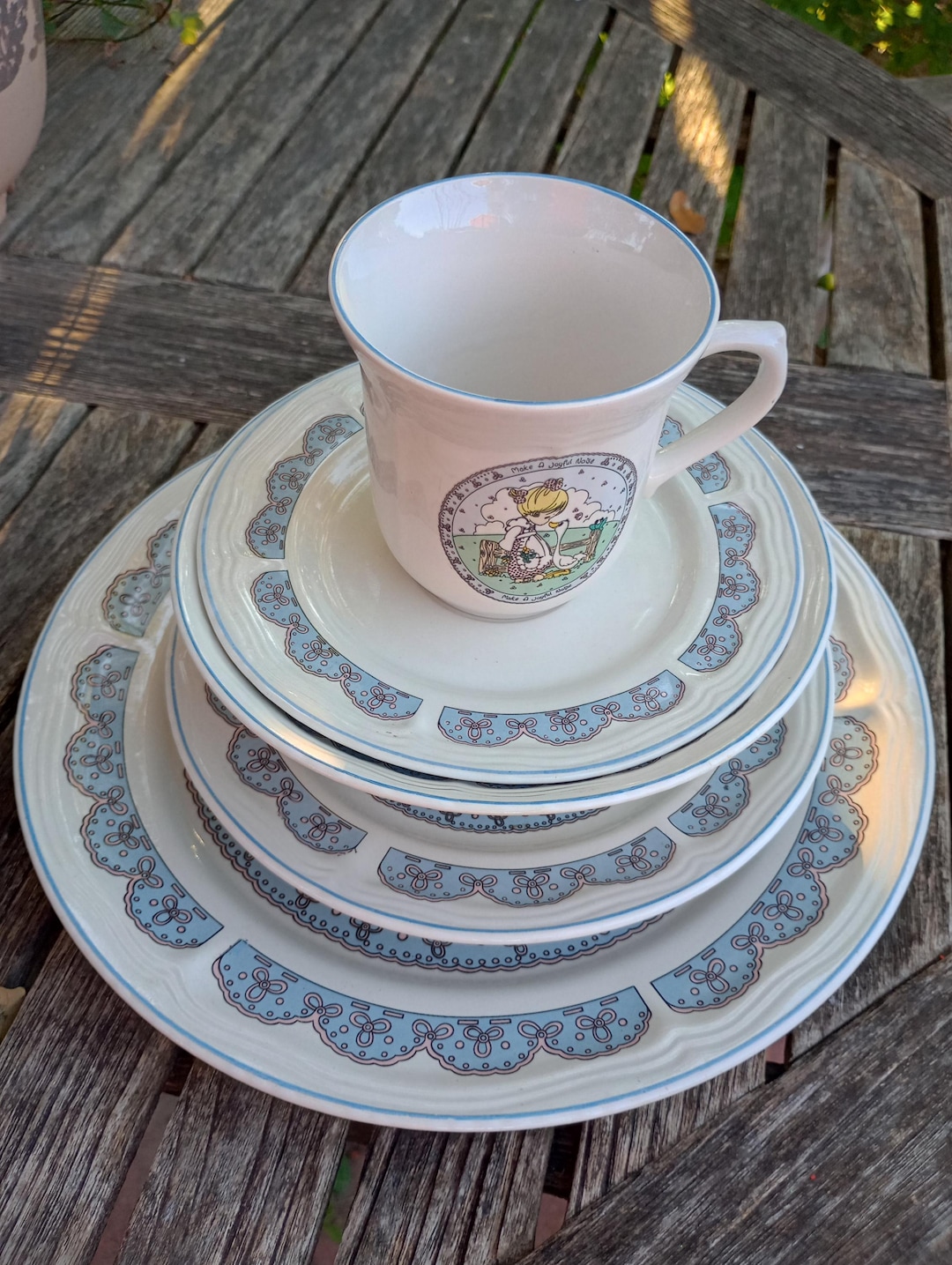 Vintage Precious Moments Ceramic Dinnerware Set - 20 Piece, 1992. - Etsy