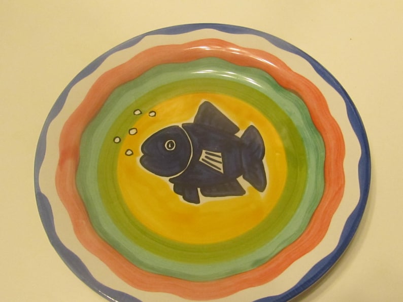 Portugal Ceramic Plate Hand Painted Fish, Decorative Wall Plate. - Etsy