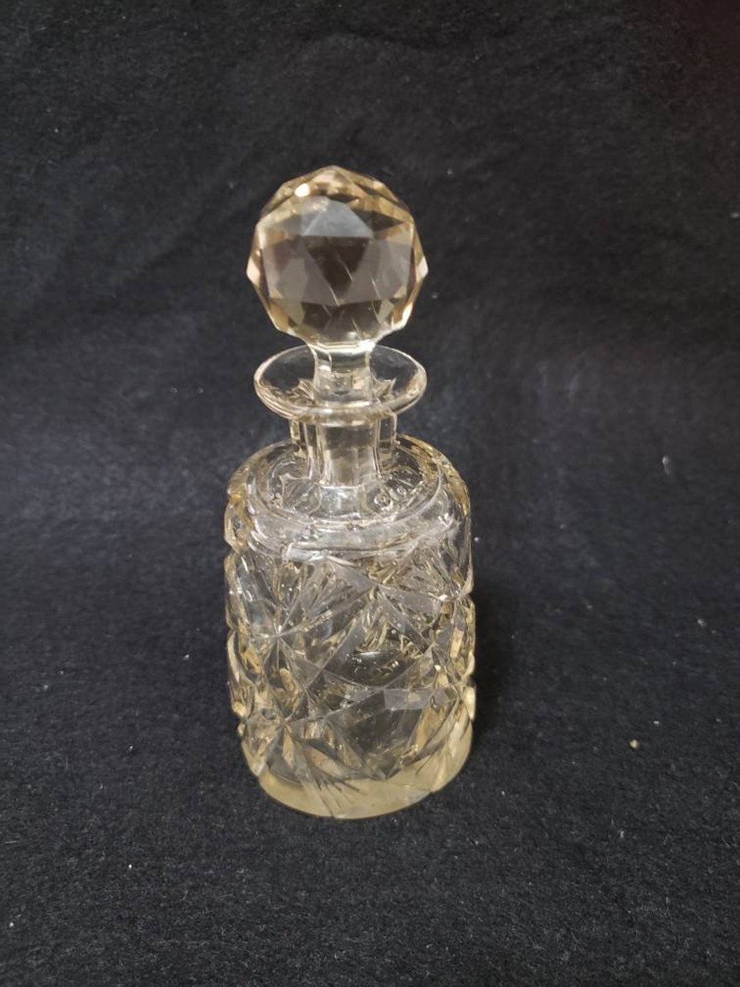 Amber Tint Cut Crystal Perfume Bottle: Sunburst Atomic Style. - Etsy