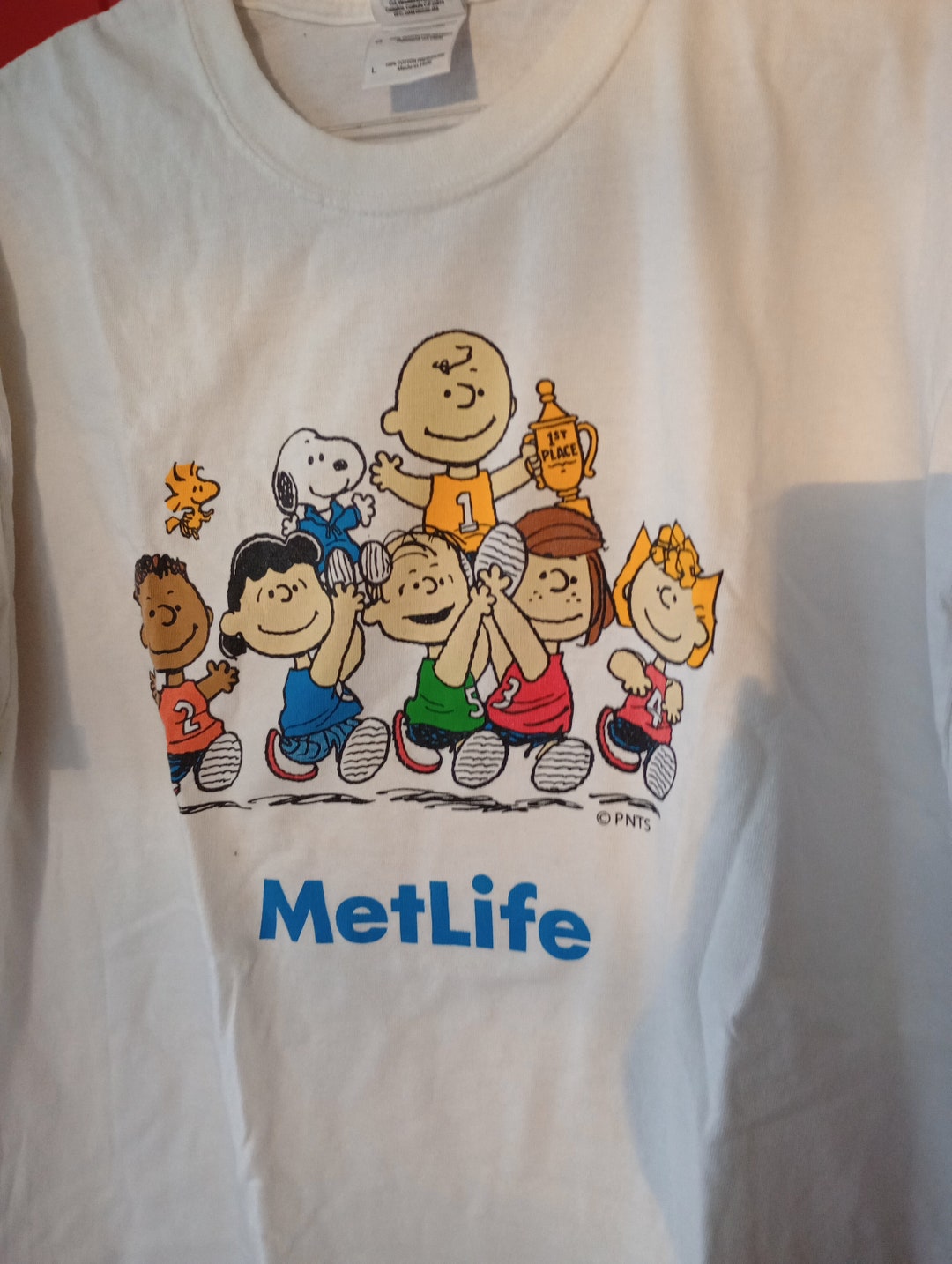 White Metlife T Shirt of Peanut Character Family, Size Large. - Etsy