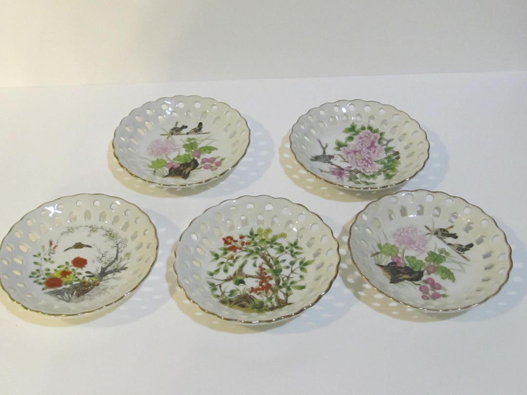 Set of Five Lego Pierced Porcelain Bird Scene Plates - Etsy