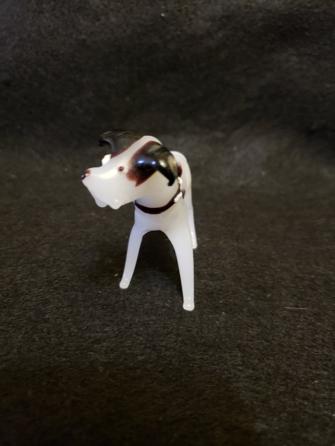 Miniature Animal Glass Dog, Black and White Dog - Etsy