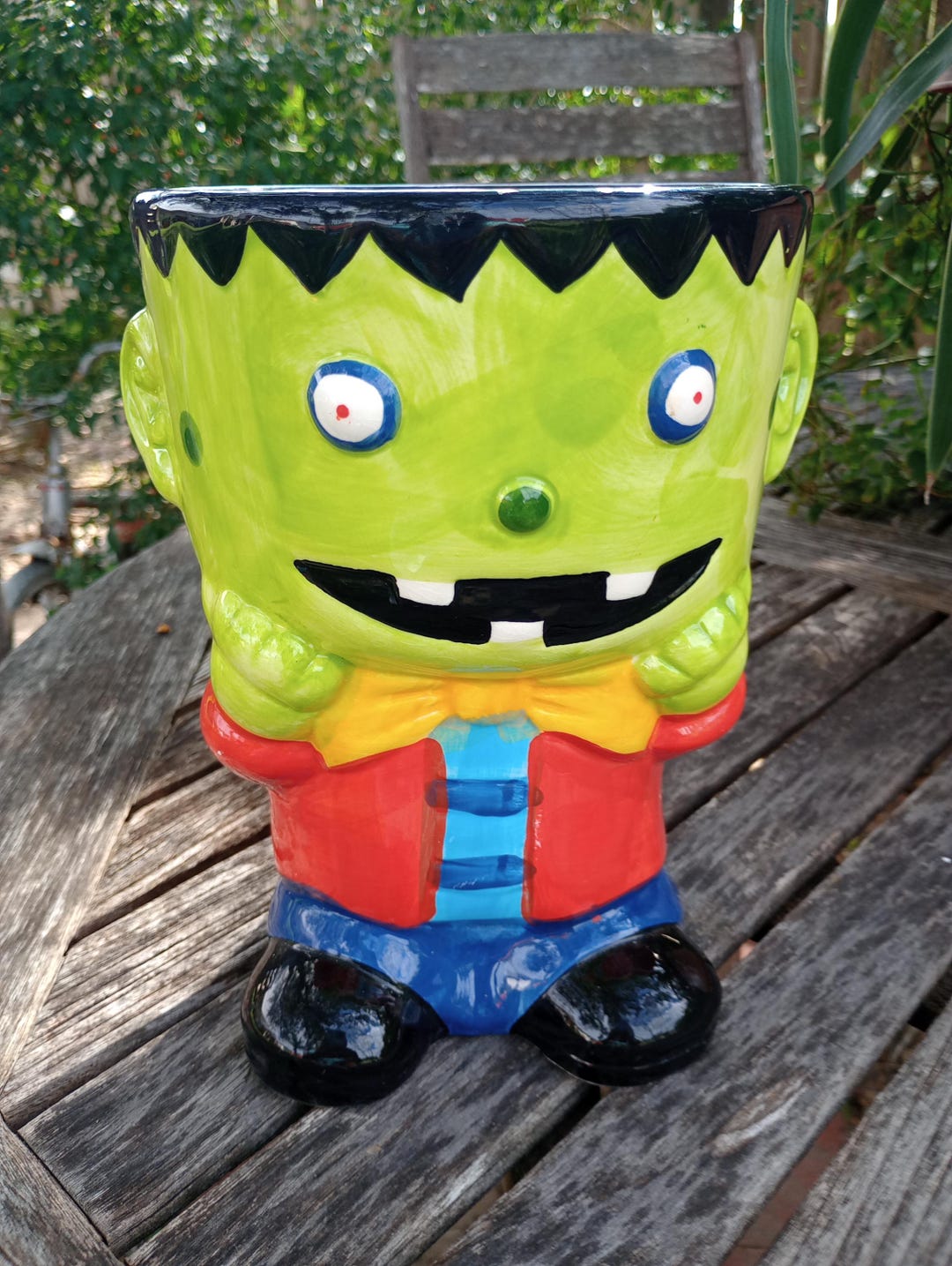Standing Ceramic Frankenstein Candy Dish, Halloween Decor, Seasonal ...