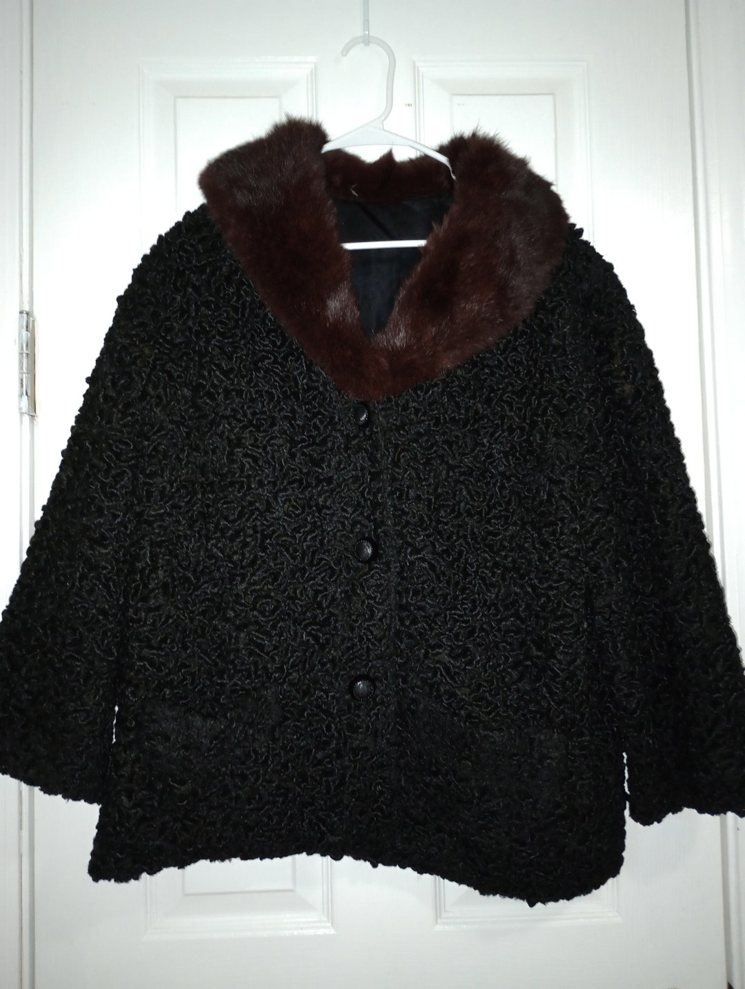 Union Made Persian Lamb Wool, Fur Faux Fur, Mink Collar, Short Coat. - Etsy