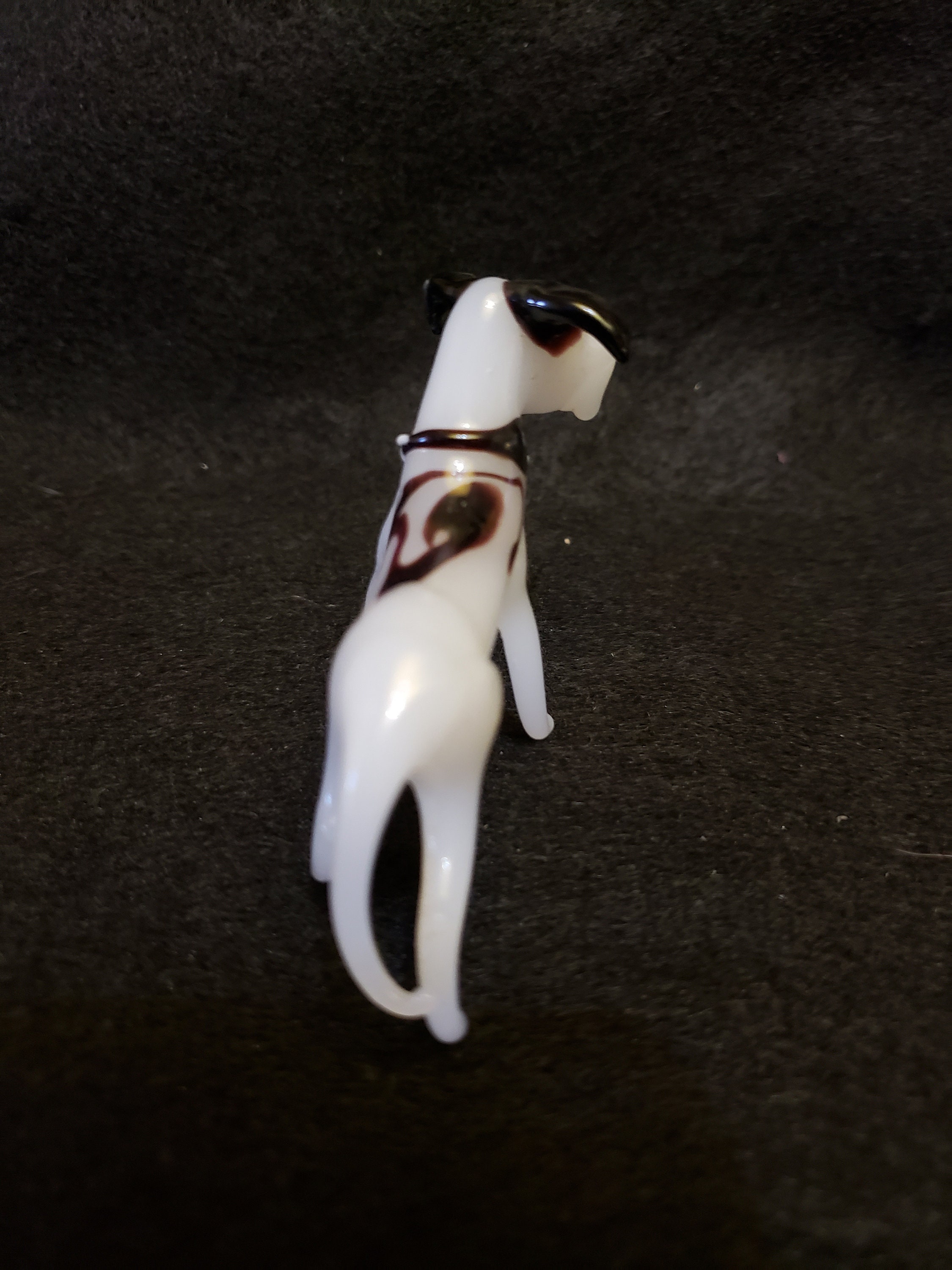 Miniature Animal Glass Dog, Black and White Dog - Etsy