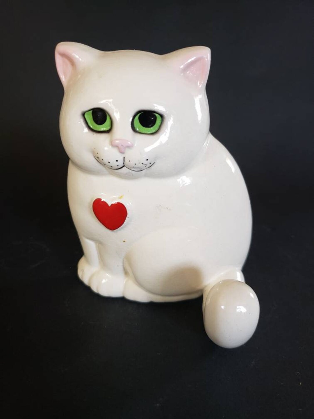 Ceramic Cat With a Red Heart, Wall Plaque, Hat or Tie Holder. - Etsy