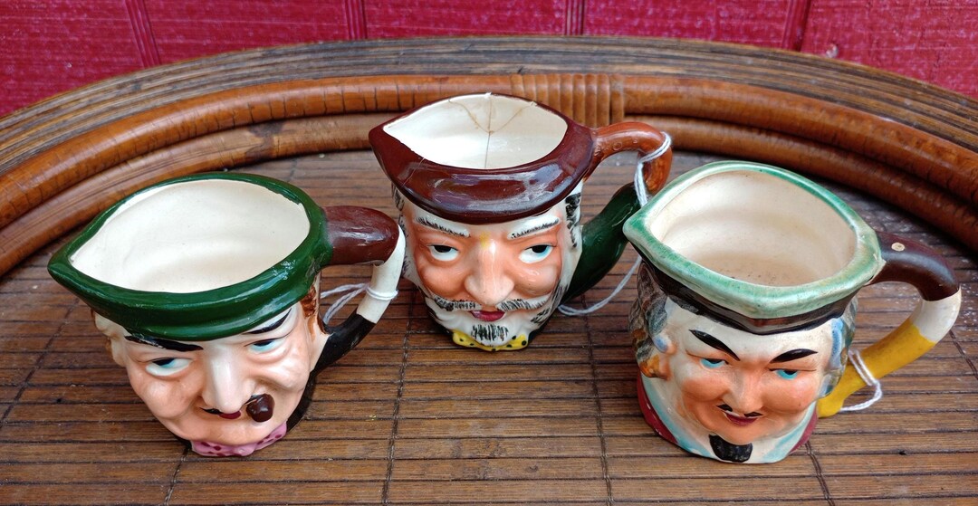 Set of Three Ceramic Character Toby Mugs. - Etsy