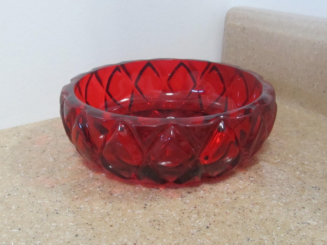 Shannon Red Ruby Crystal Bowl: Diamond Pattern Trinket Dish. - Etsy