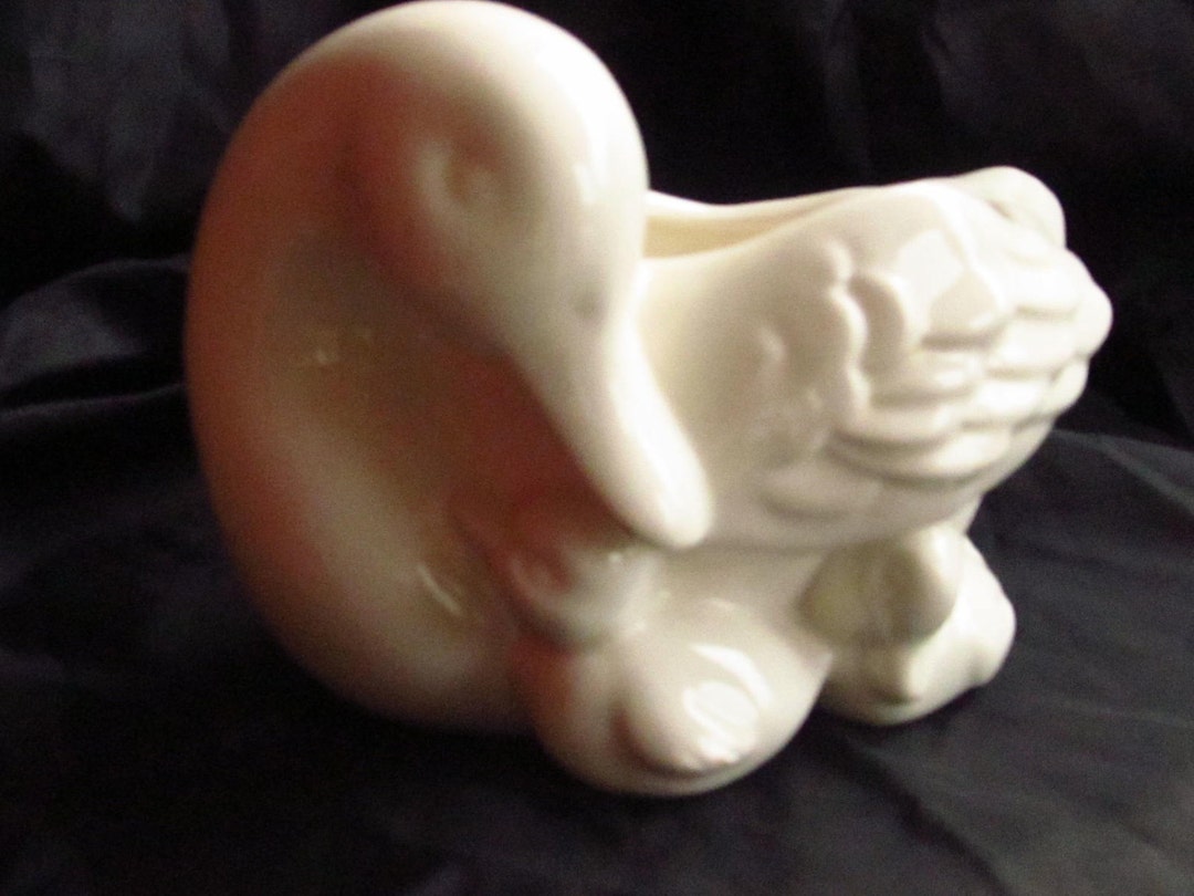 White Ceramic Duck Planter With Her Babies - Etsy