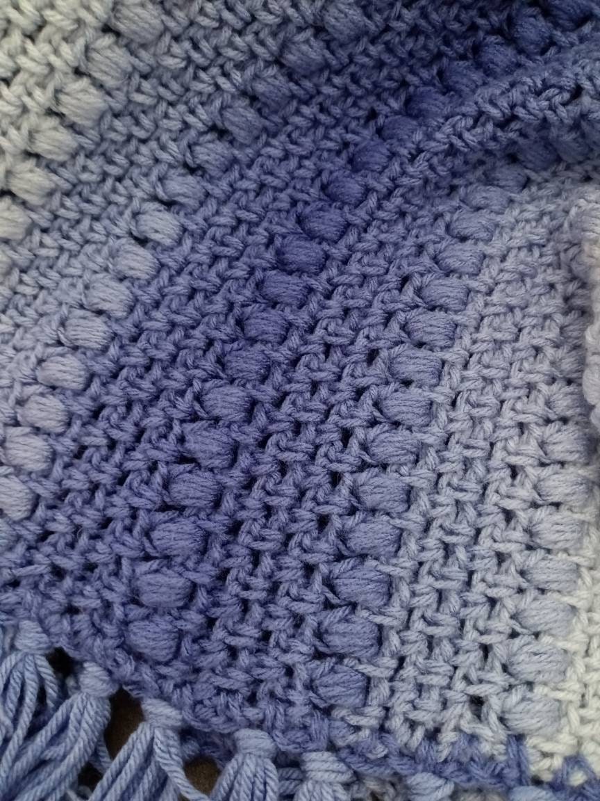 Blue Ombre Throw Afghan, With Fringe, Soft, Washable - Etsy