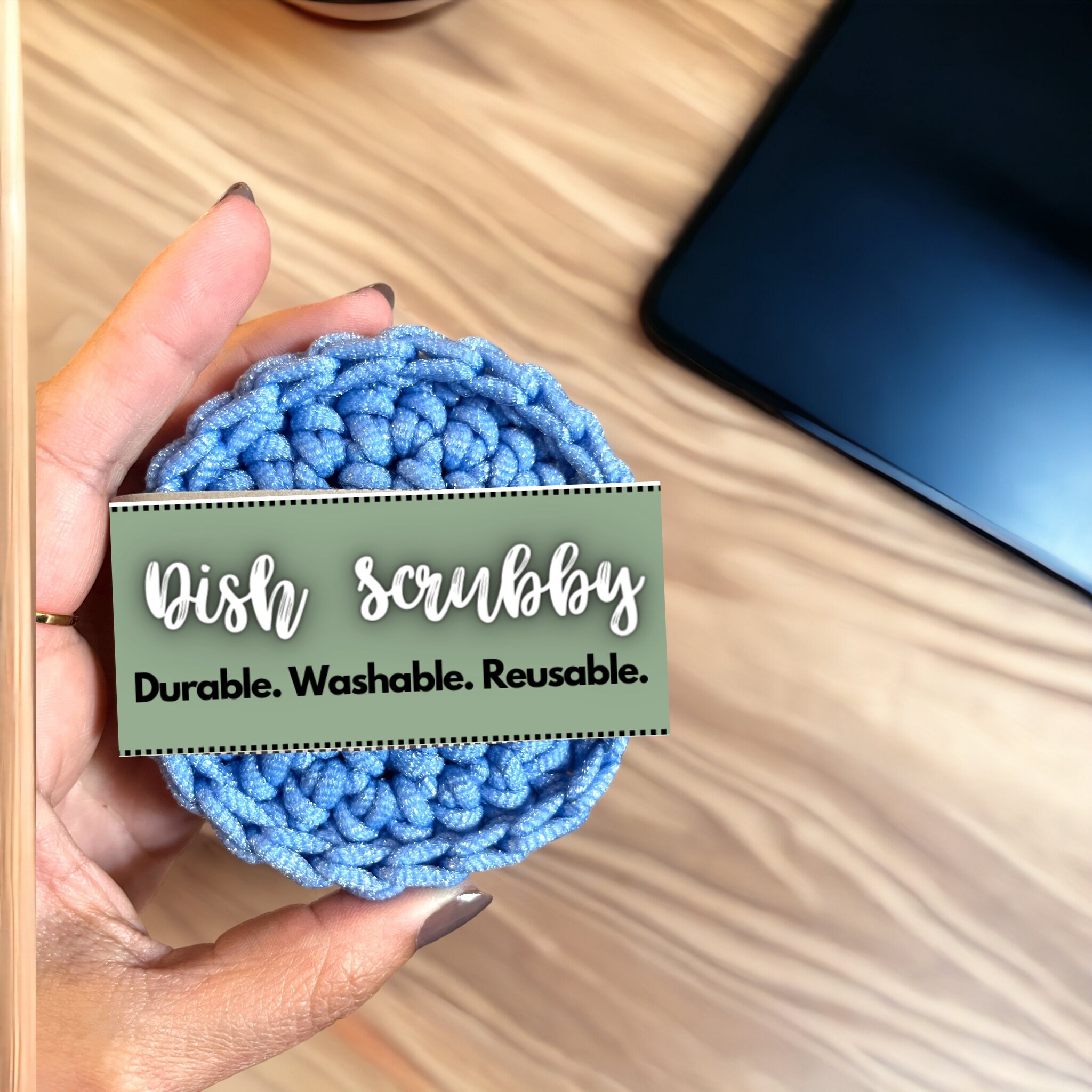 Dish Scrubby Product Tag, Printable Wrap Label, Product Sleeve ...
