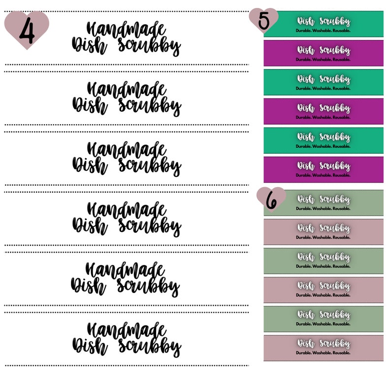 Dish Scrubby Product Tag, Printable Wrap Label, Product Sleeve ...