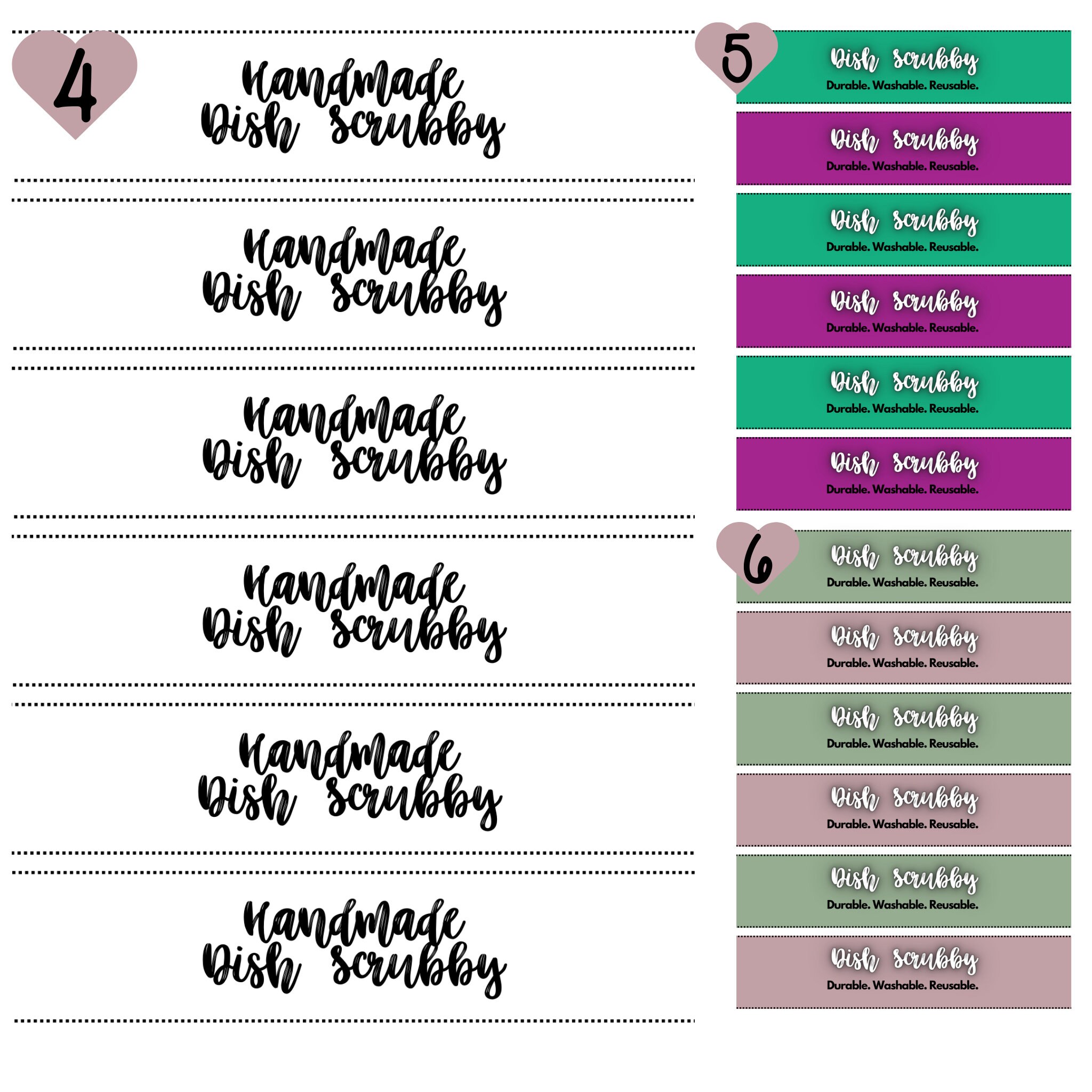 Dish Scrubby Product Tag, Printable Wrap Label, Product Sleeve ...