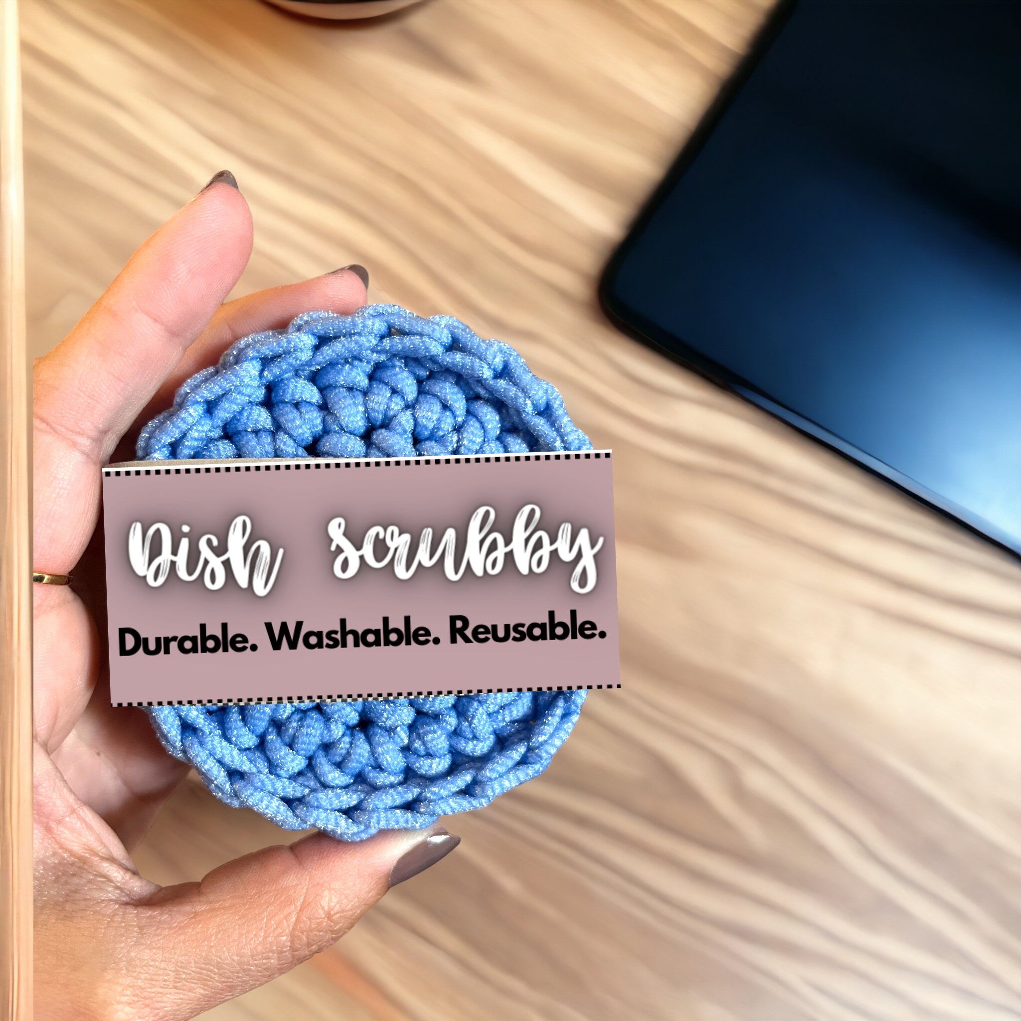 Dish Scrubby Product Tag, Printable Wrap Label, Product Sleeve ...