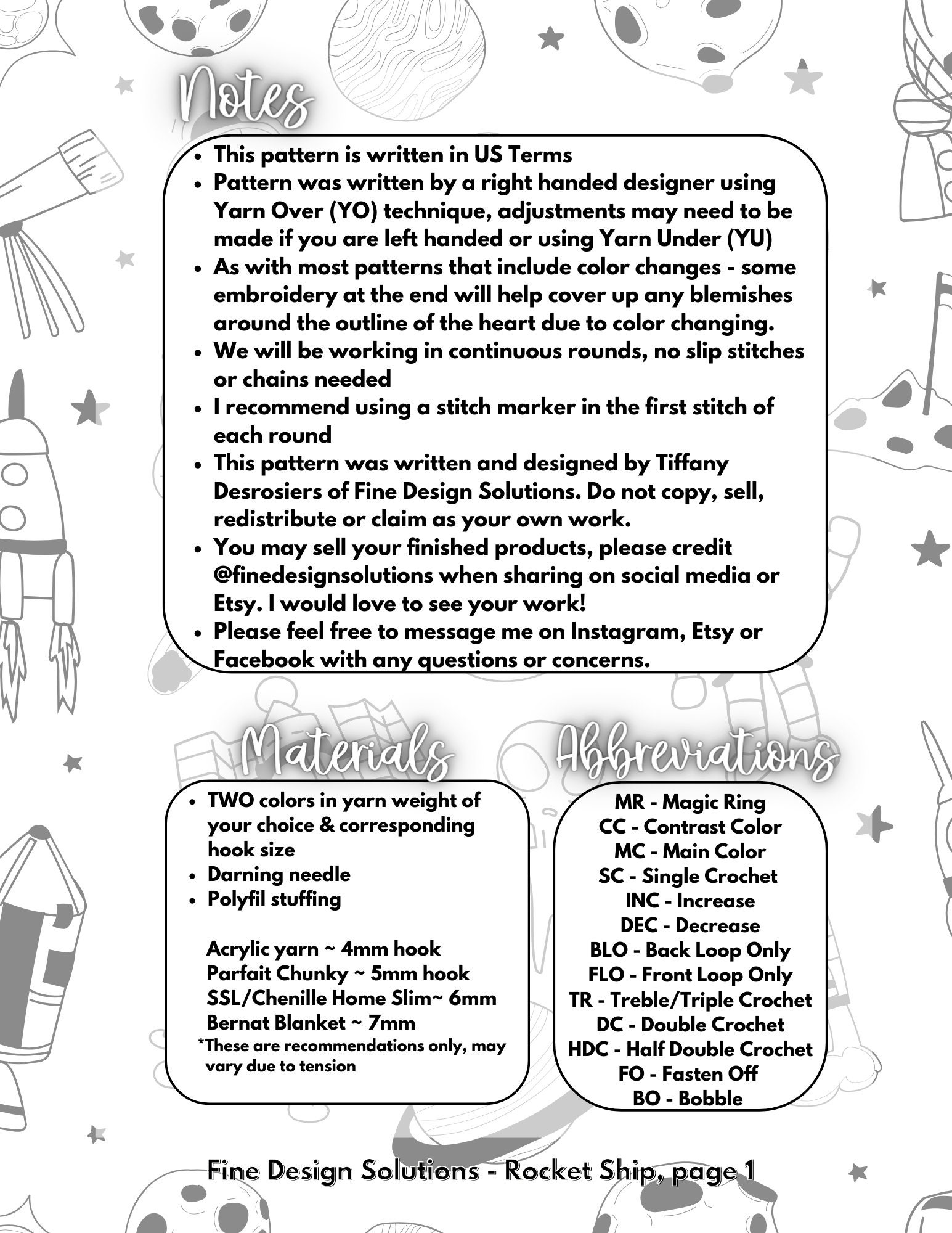 Rocket Ship Crochet Pattern With Free Printable Coloring Sheet, Rocket ...