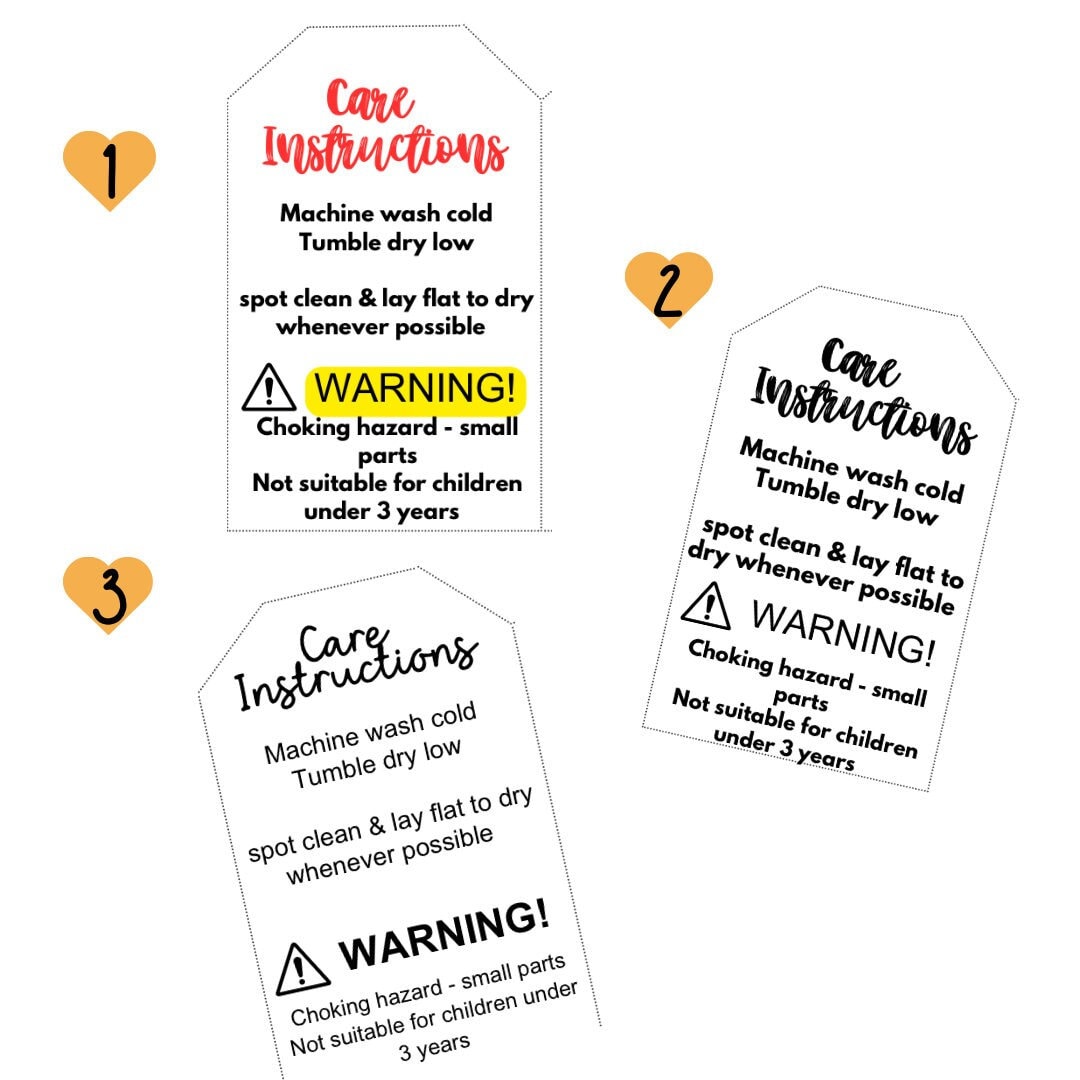 Care Instructions Product Tag, Printable, Digital Print, PDF File ...