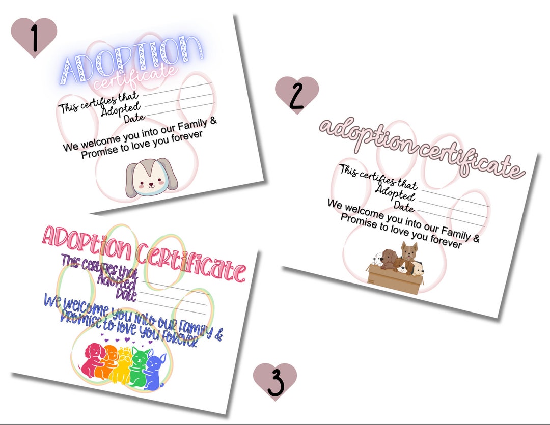 Puppy Adoption Certificate Combo Pack, Puppy Printable, Digital Print ...