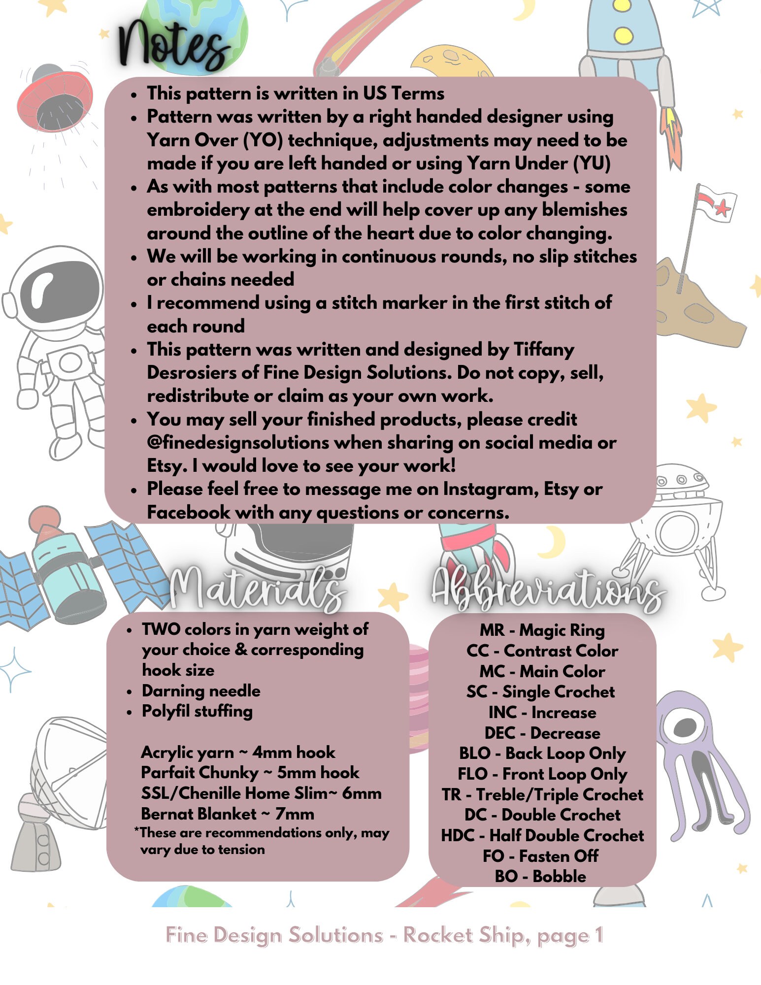 Rocket Ship Crochet Pattern With Free Printable Coloring Sheet, Rocket ...