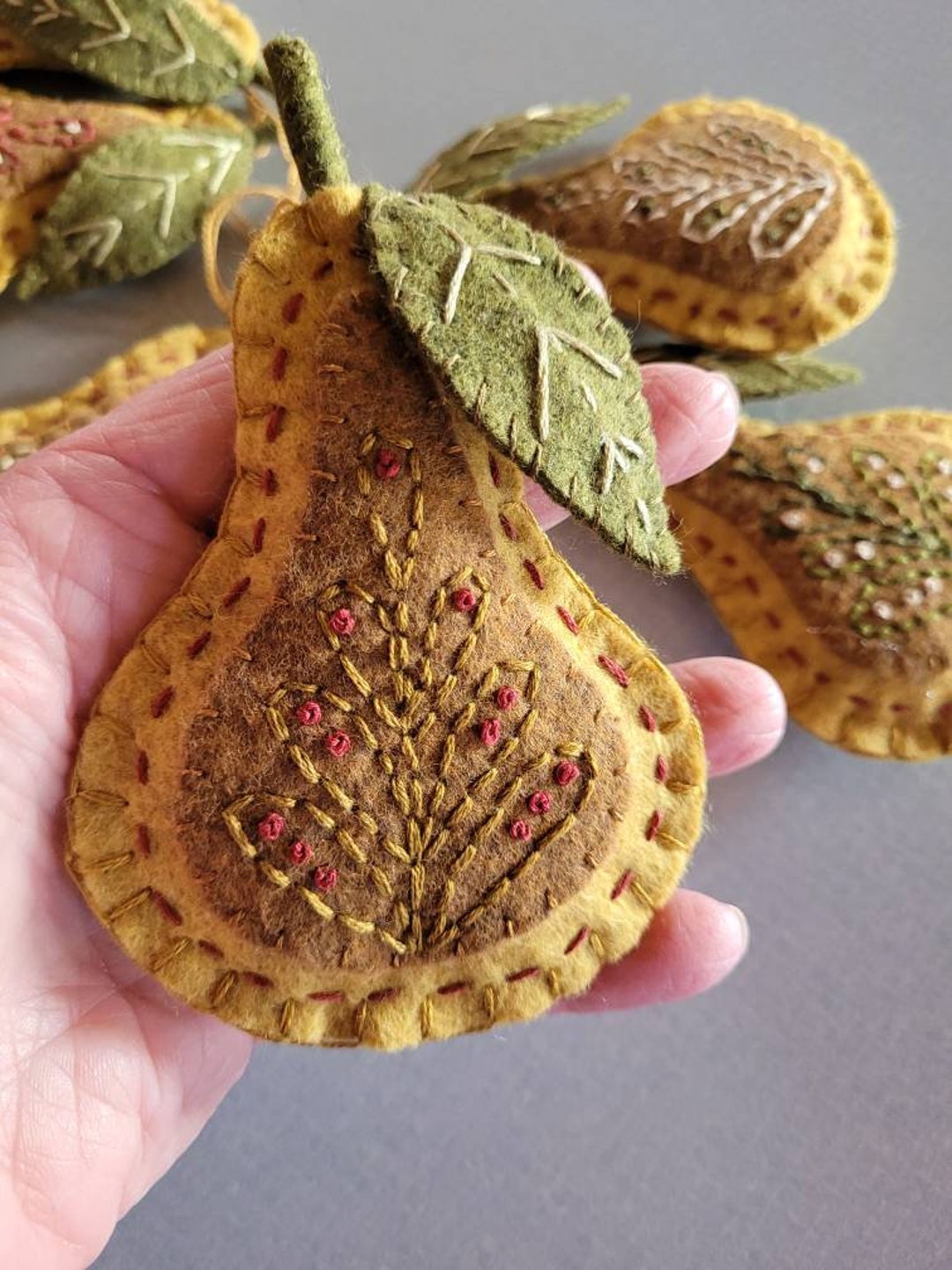Pear Felt Ornaments,pears Handmade Ornaments, Fork Art Pears - Etsy