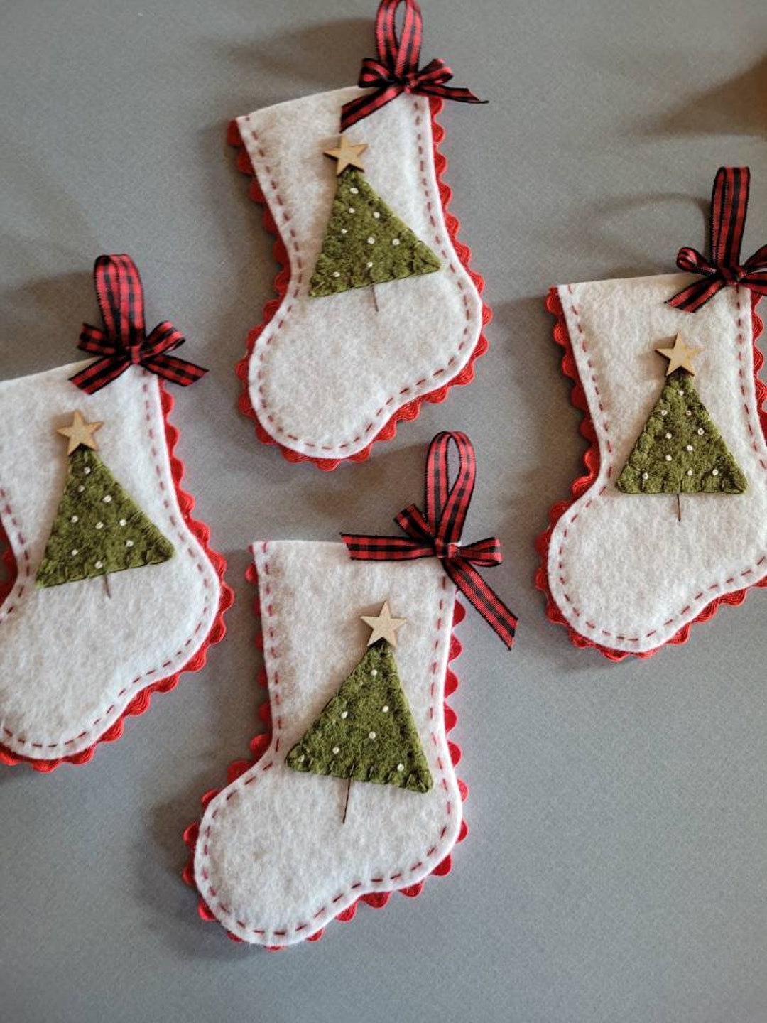 Felt Wool Blend Christmas Stockings, Christmas Trees Ornaments - Etsy