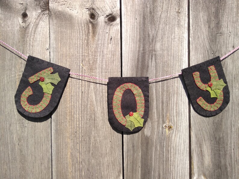 Christmas Joy Banners ,wool Blend Felt Banners ,buntings, Prim Felt ...