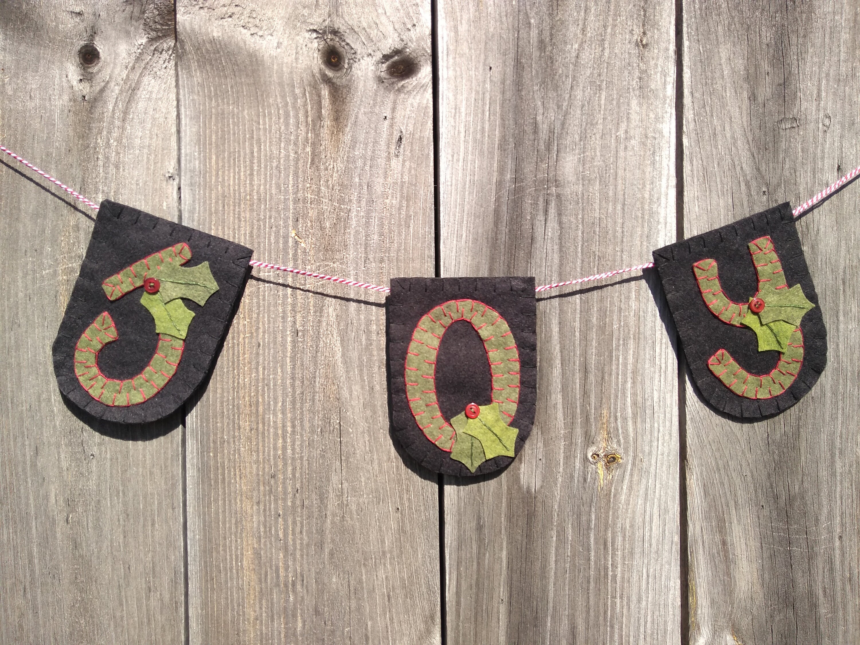 Christmas Joy Banners ,wool Blend Felt Banners ,buntings, Prim Felt ...