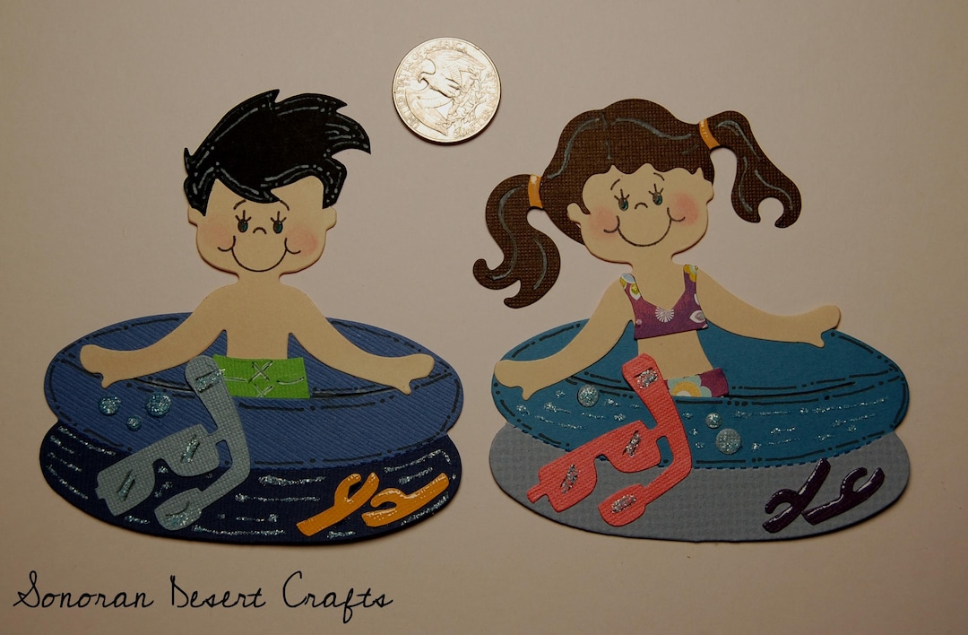Boy or Girl in Swimming Pool Die Cuts, Children in Swimming Pool ...