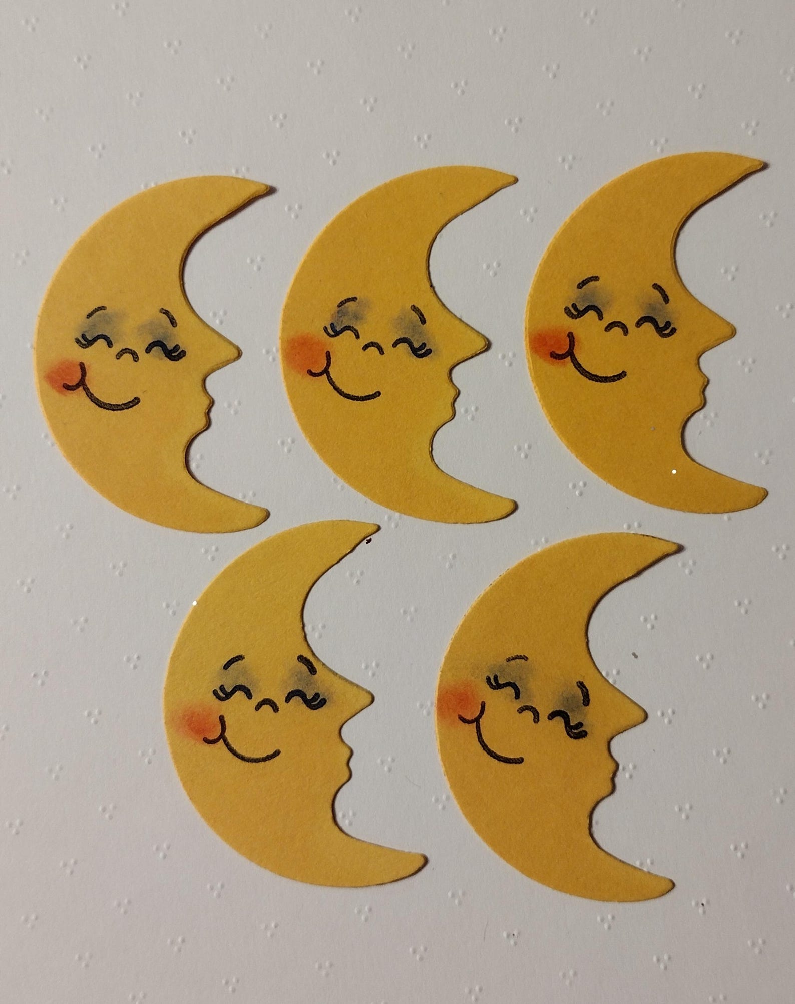 10 Happy Moon With Stamped Faces Die Cuts, Happy Moon Scrapbooking Die ...