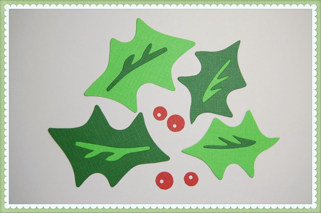 4 Sets of Holly & Berry Die Cuts, Paper Die Cuts, Paper Crafts, Card ...
