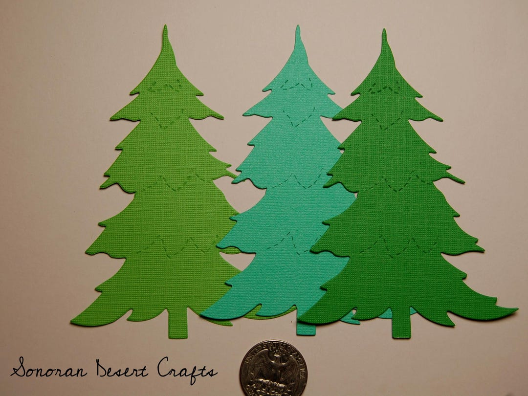 Set of 16 Evergreen Trees, Evergreen Tree Die Cuts, Tree Die Cut, Die ...