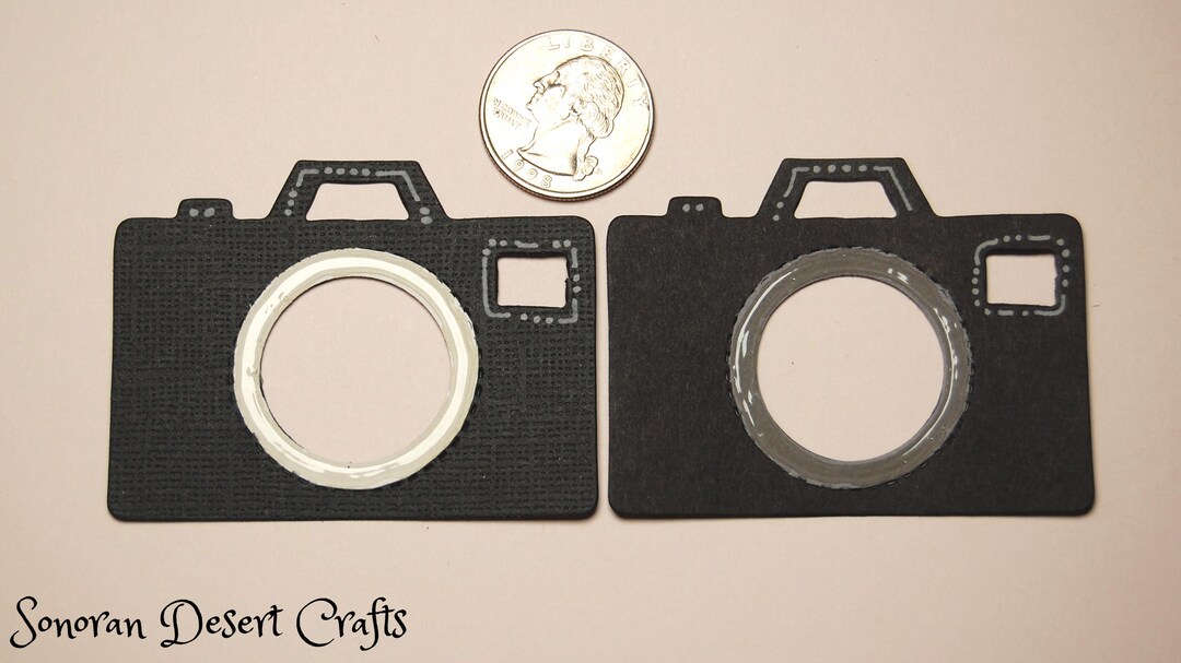 Set of 8 Embellished Camera Die Cuts, Camera Cuts, Die Cuts, Camera ...