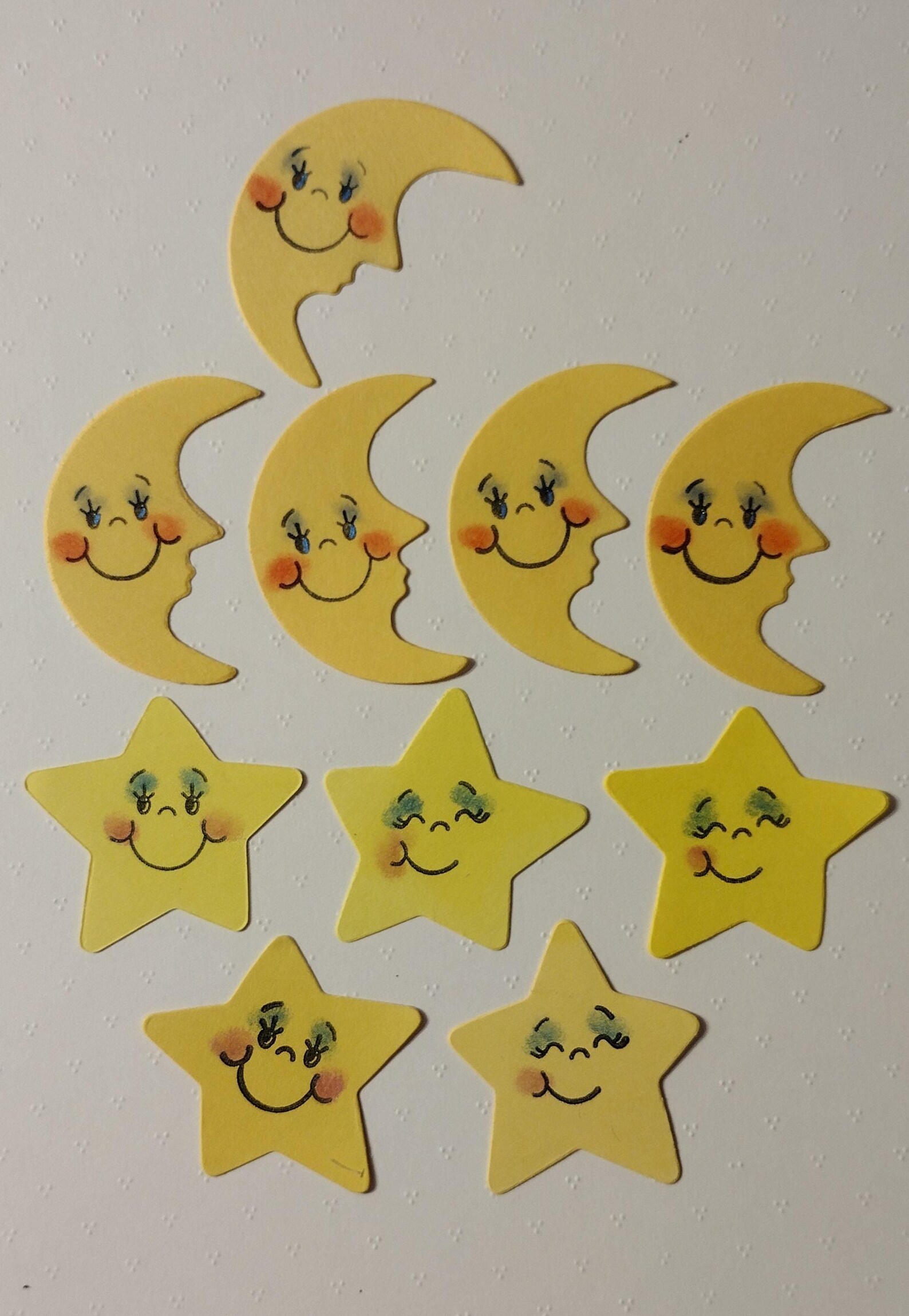 Happy Moon & Stars Stamped Die Cuts, Scrapbooking Die Cuts, Scrapbook ...