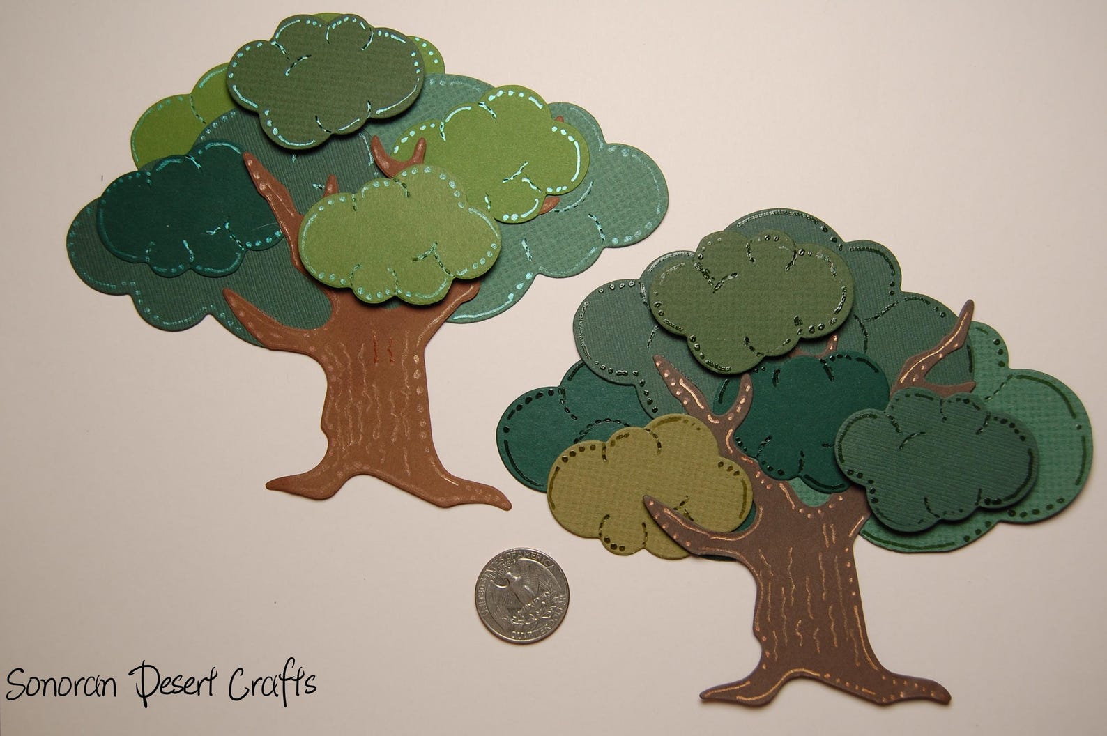 Awesome Large 3D Handcrafted Tree Die Cuts, Green Tree Die Cuts, Tree ...