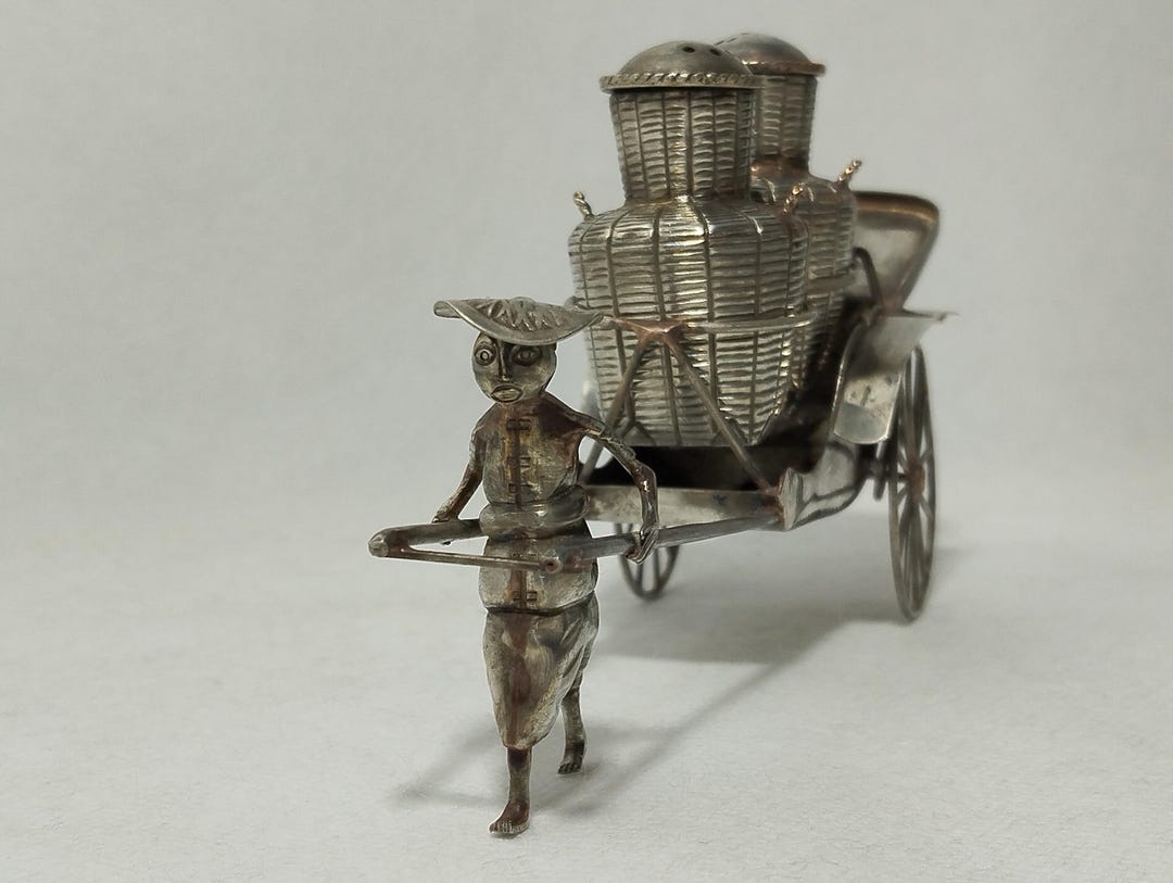 Salt and Pepper Shakers Chinese Rickshaw Puller Sterling Silver - Etsy
