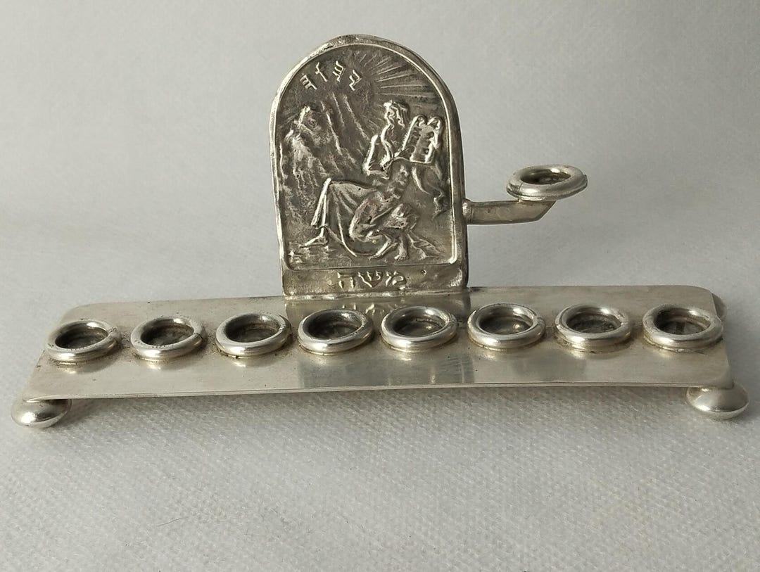 Judaica Miniature Hanukkah Menorah Handmade Solid 92 Grams Silver 800 ...