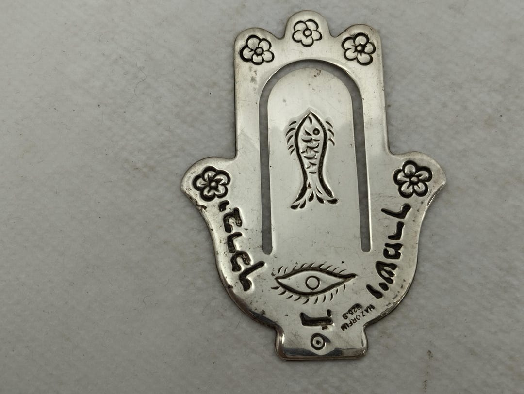Jewish Silver 925 Hallmarked Hebrew Hamsa Bookmark Good Luck Charm - Etsy