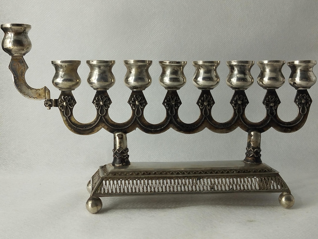 Judaica Hanukkah Menorah Sterling Silver 925 Rare Vintage Handmade - Etsy