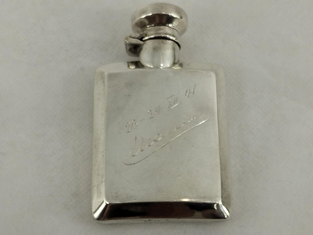 Art Deco German Hallmarks Silver 835 Small Curved Hip Flask - Etsy