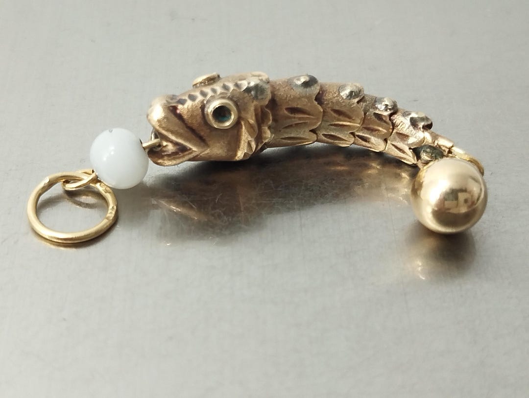 Rare 14k Gold Flexible Fish Charm Pendant Vintage Handmade - Etsy