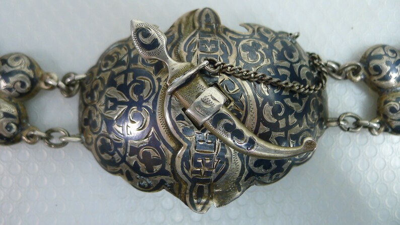 Antique Russian Handmade Niello on Silver 84 Belt Buckle and Belt - Etsy