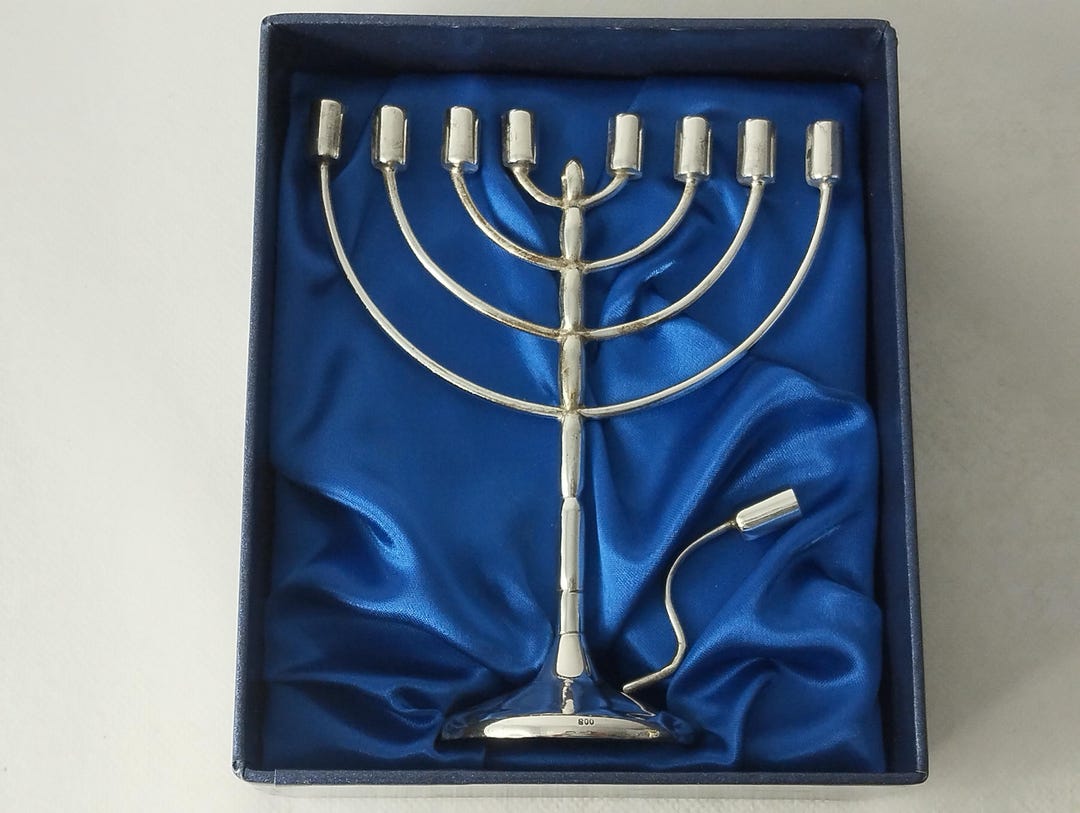 Vintage 88g Judaica Hanukkah Menorah Silver 800 Small Size - Etsy