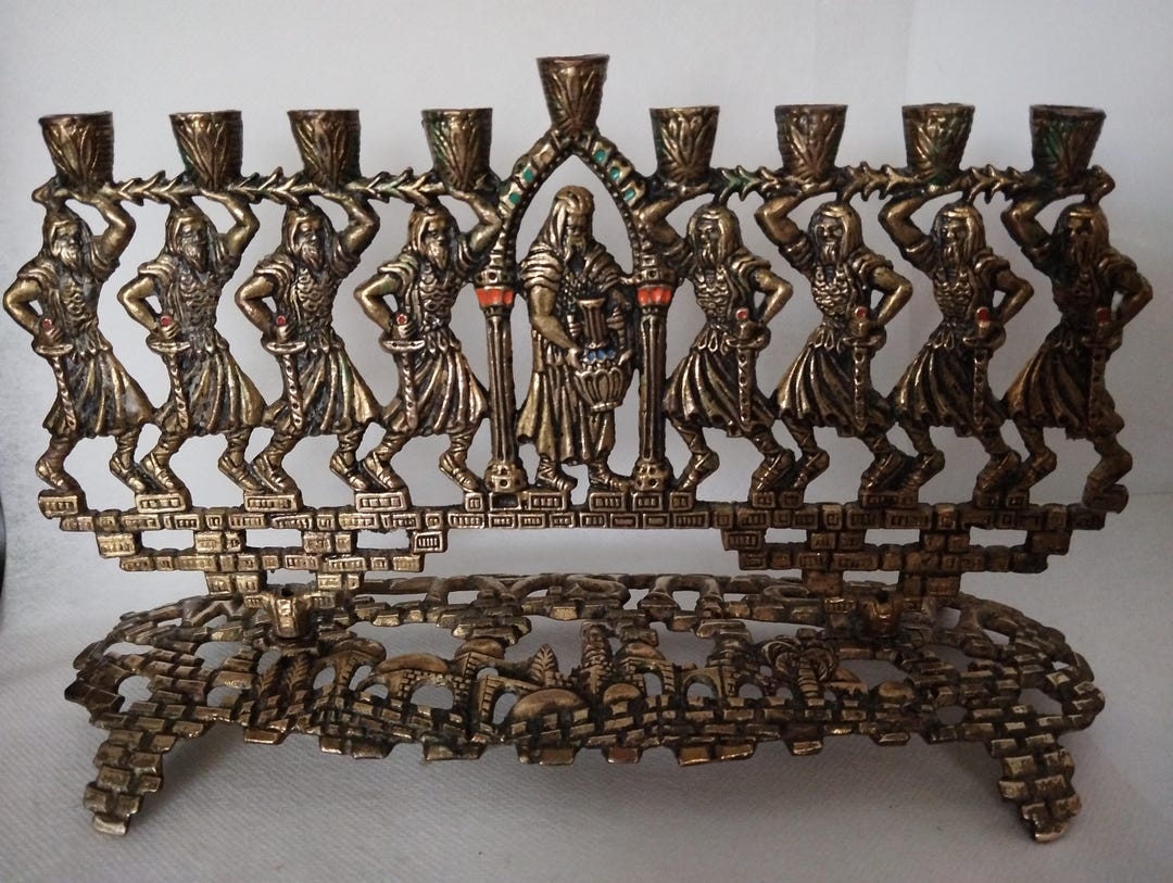 Judaica Maccabees Rare Hanukkah Menorah Solid 840 Grams Brass - Etsy
