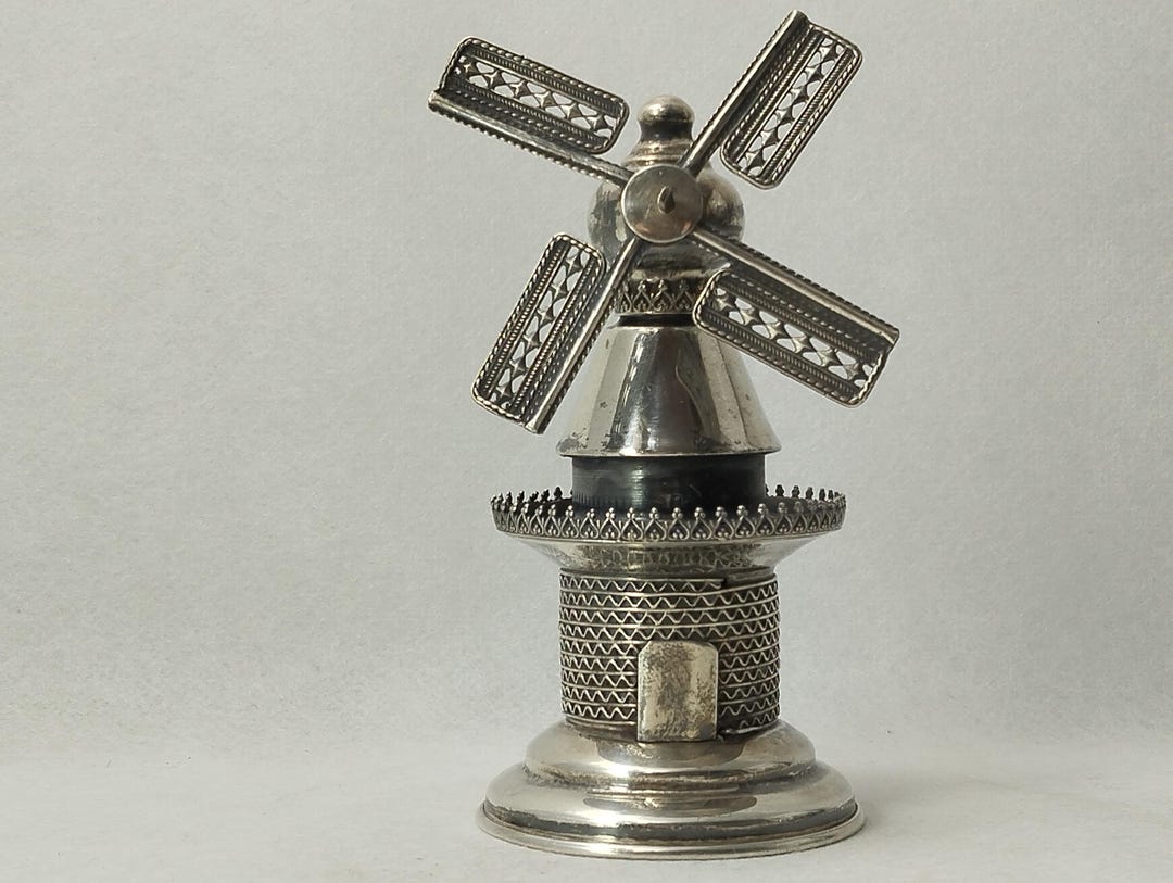 Vintage Besamim Small Spice Tower Box Windmill Shaped Sterling Silver ...