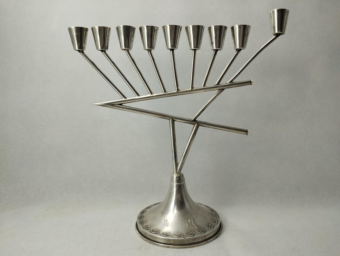 Jewish Art Deco Sterling Silver Hanukkah Menorah Rare Beautiful Vintage ...