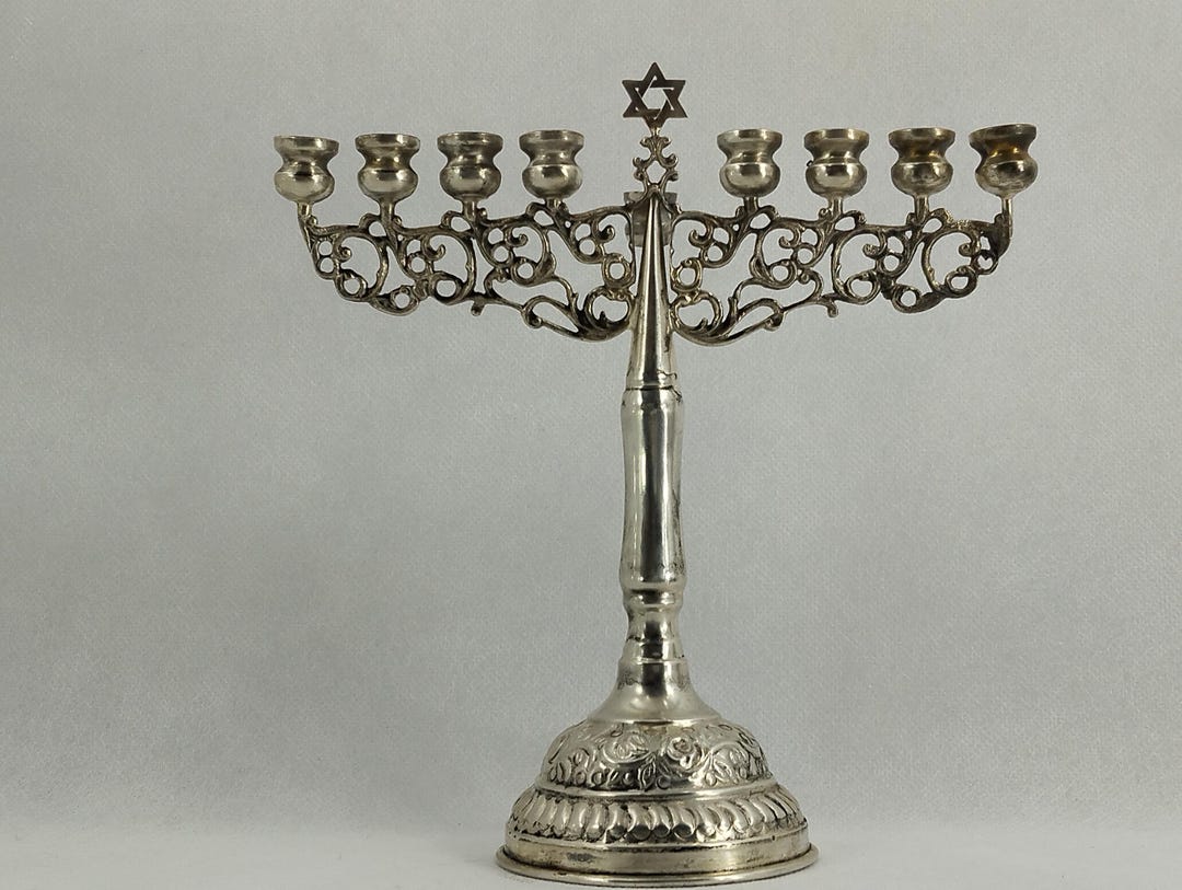 Small Hanukkah Menorah Silver 800 Rare Vintage - Etsy