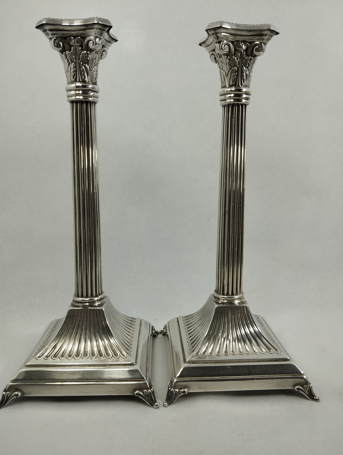 Pillar Shaped Silver Candle Stick Holders Quite Large and Beautiful - Etsy